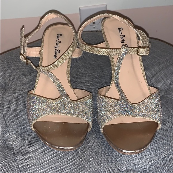Your Party Shoes | Shoes | Gold Sequined 2 Inch Heels | Poshmark